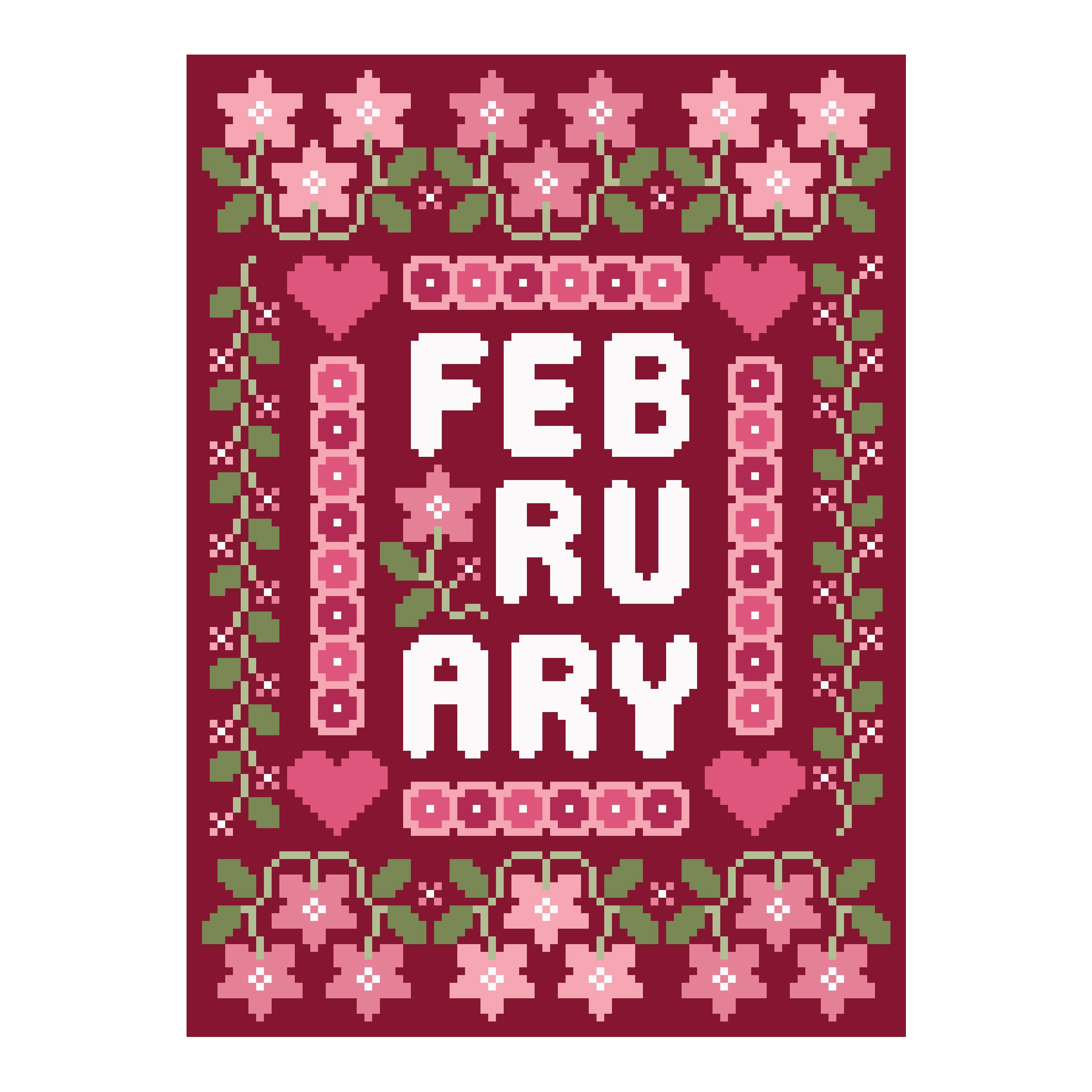 February Violets Chart – Bloom & Stitch Studio